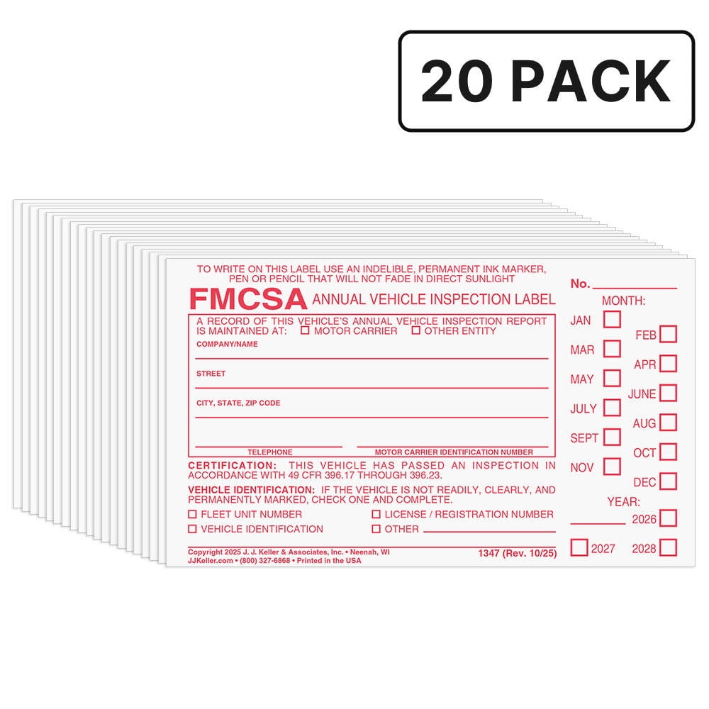 DOT AVIR Compliance Vehicle Inspection Labels - Supplies - Walmart ...