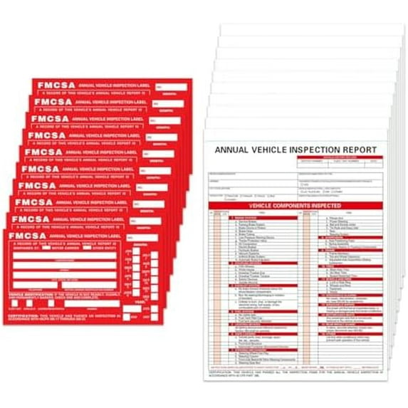 Annual Vehicle Inspection Report Forms 10 Pack with Red FMCSA Labels ...
