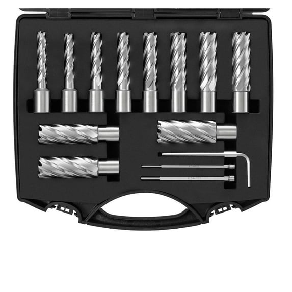 Annular Cutter Set, 13 pcs Weldon Shank Mag Drill Bits, 7/16" to 1-1/16 ...