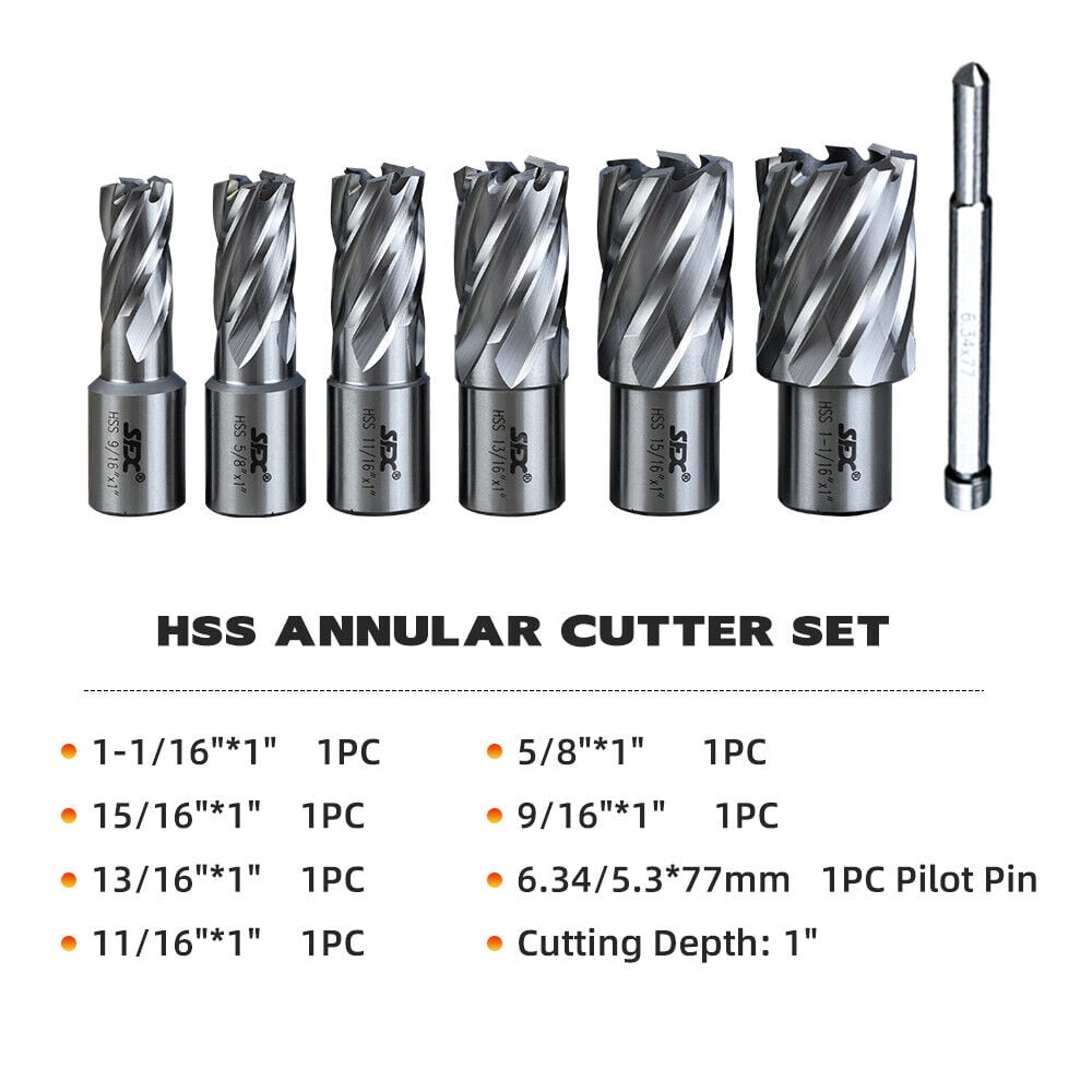 Annular Cutter Set HSS Material 6PCS 3/4'' Weldon Shank, Magnetic Drill ...