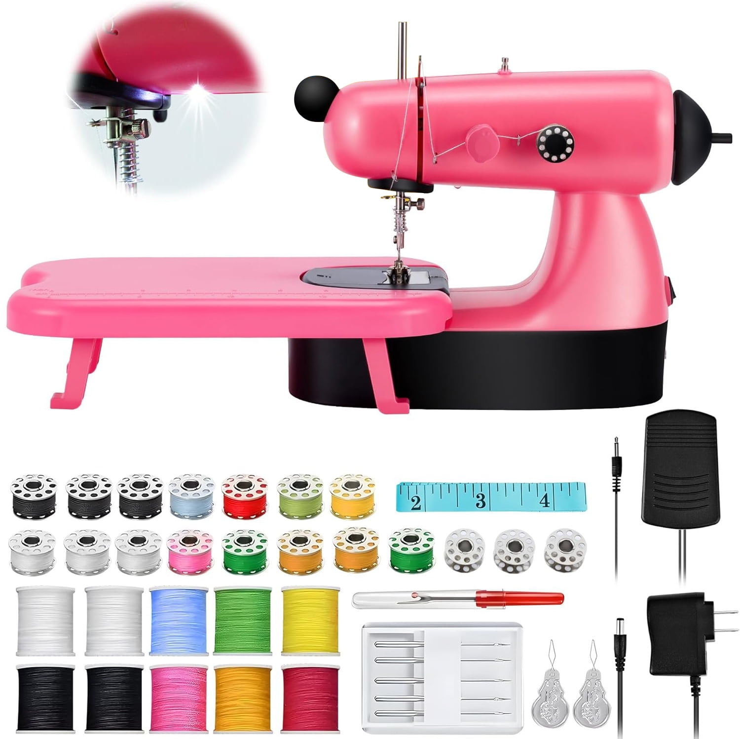 Aisutha Mini Pink Sewing Machine for Kids, Lightweight Electric Model ...