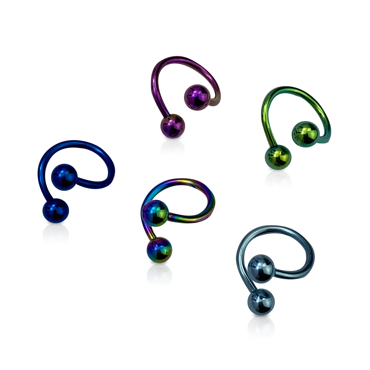 Anodized Titanium Belly, Lip, Nipple, Ear Twister Rings 14 Gauge - 5pc ...