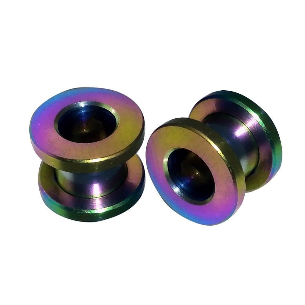 BodyJewelryOnline Anodized Titanium Double Flare Screw Fit Eyelet Plug - 0 Gauge - Walmart.com