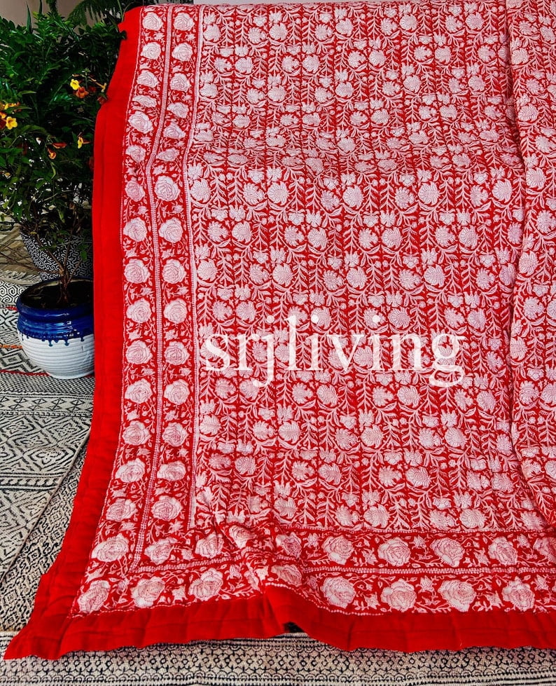 Anokhi Indian Jaipuri block Print Quilt Printed Reversible Razai Cotton ...