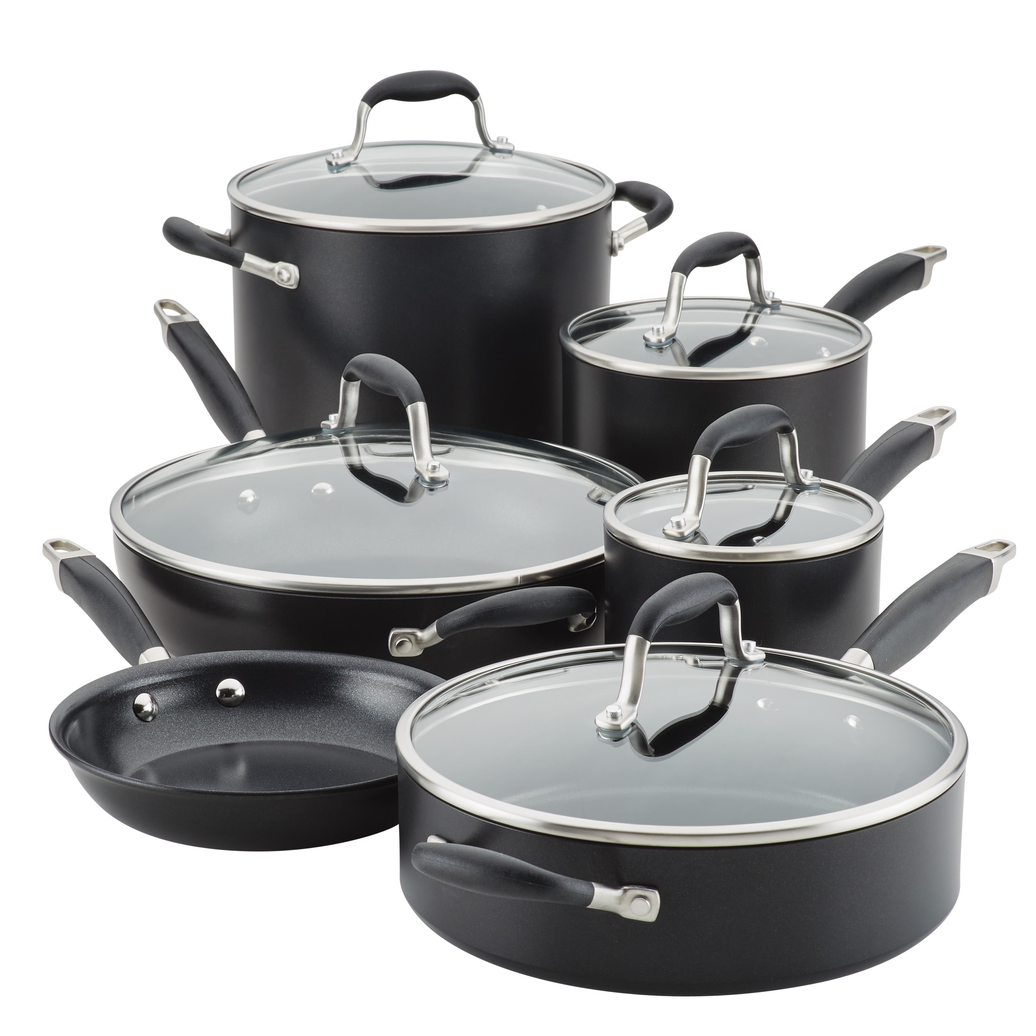 Anolon 11 Piece Nonstick Hard Anodized Aluminum Cookware Set, Cast ...