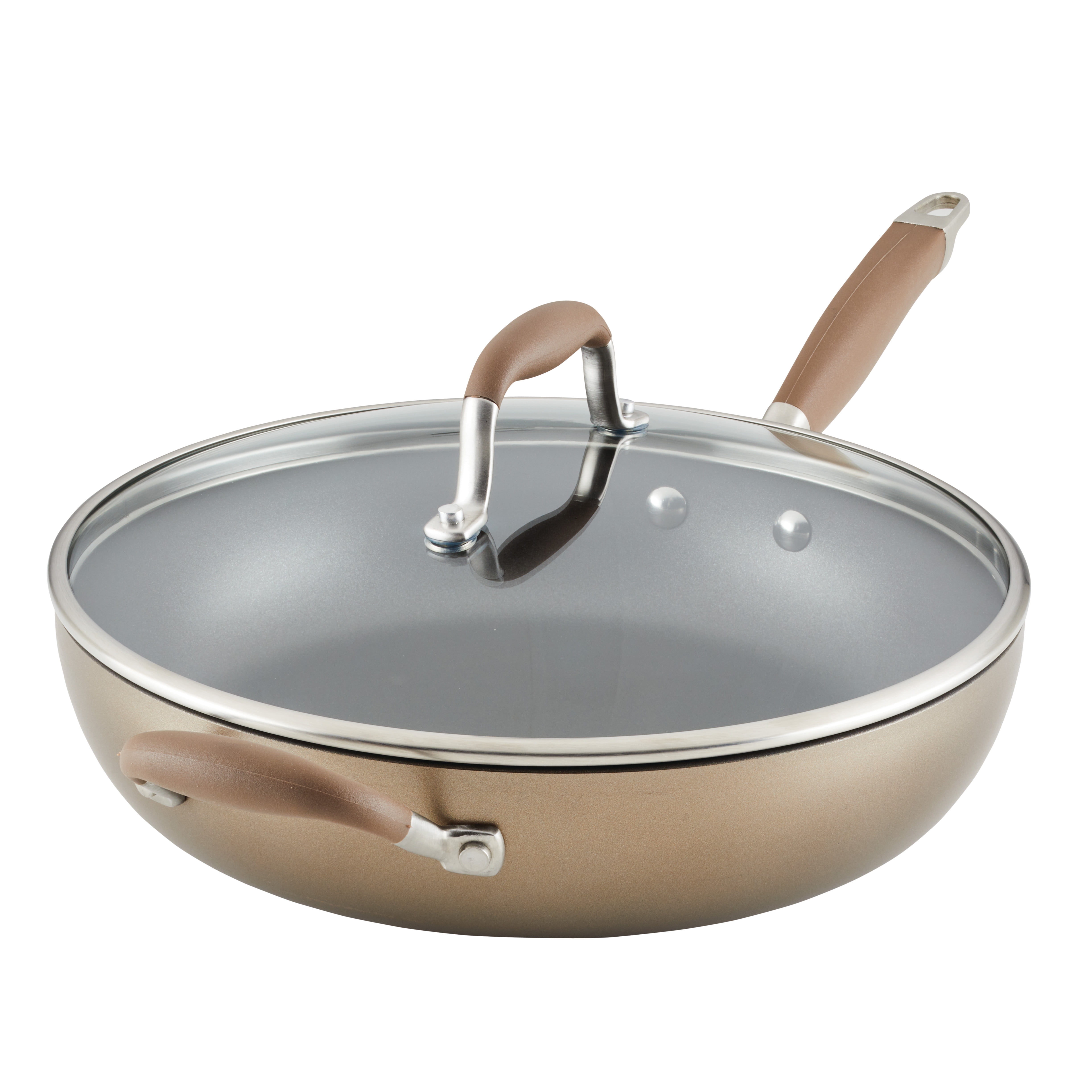 Anolon Advanced 12 Inch Hard Anodized Nonstick Deep Frying Pan with Lid ...
