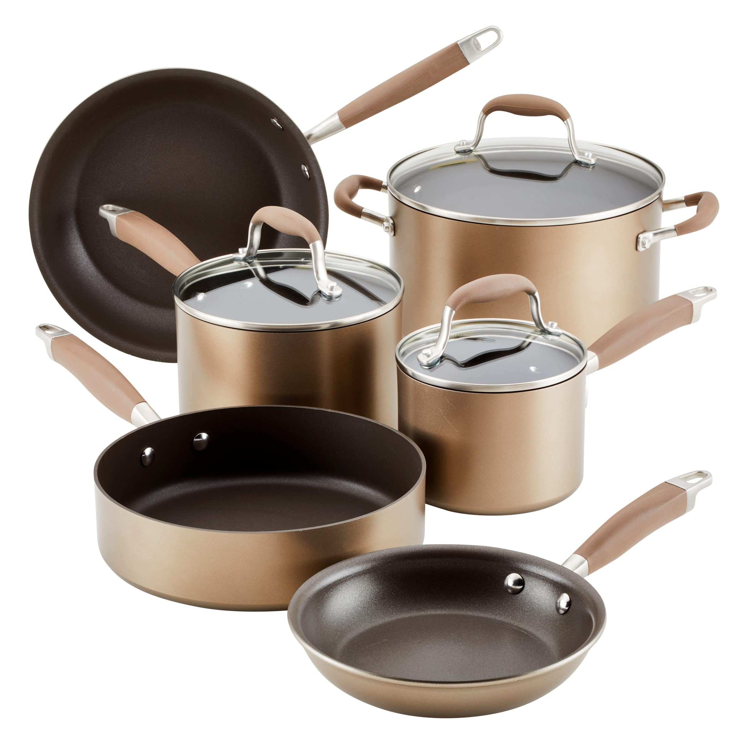 Anolon Advanced Bronze Hard Anodized Nonstick Pots and Pans Cookware ...