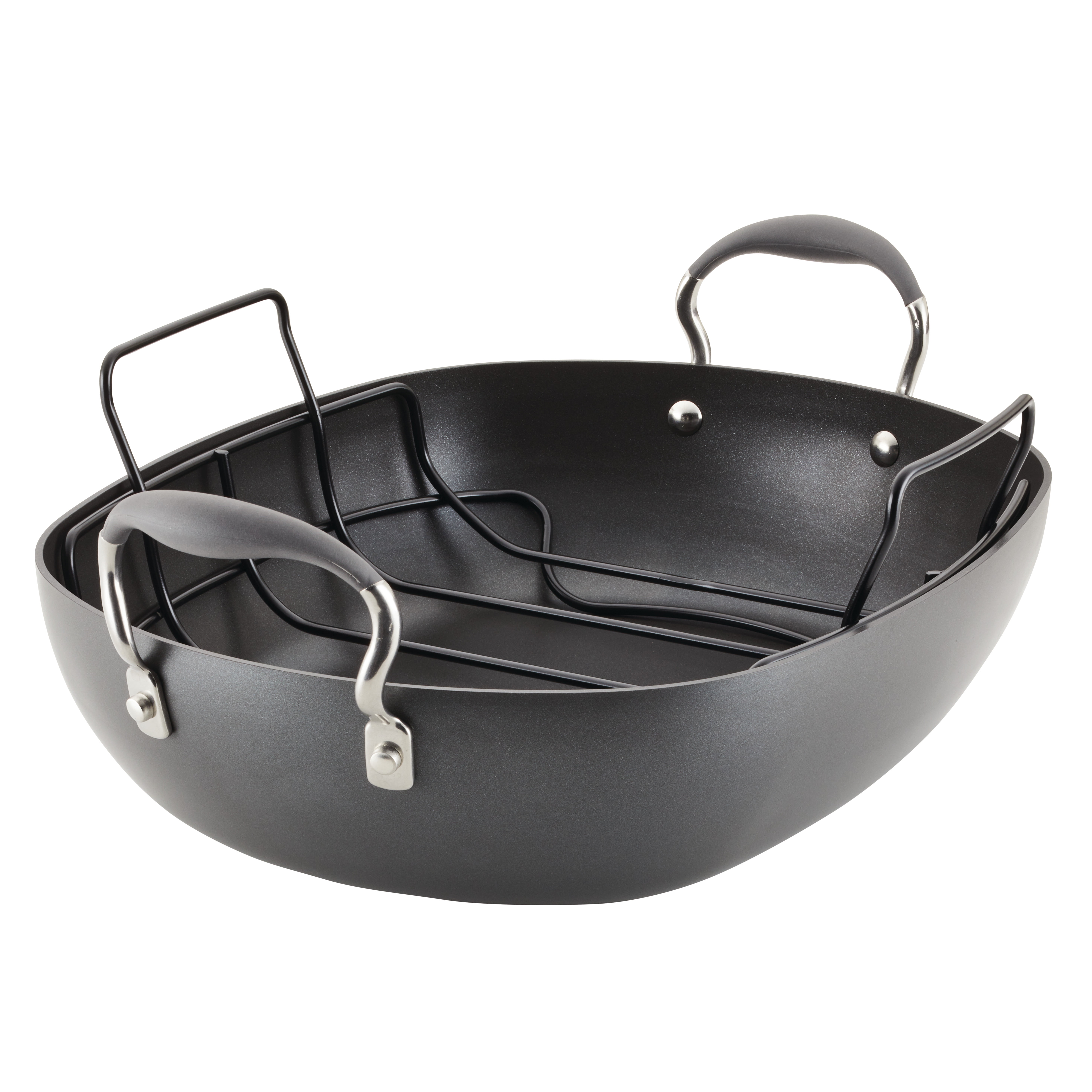 Anolon Advanced Hard Anodized Nonstick Roaster with Rack, Pewter ...