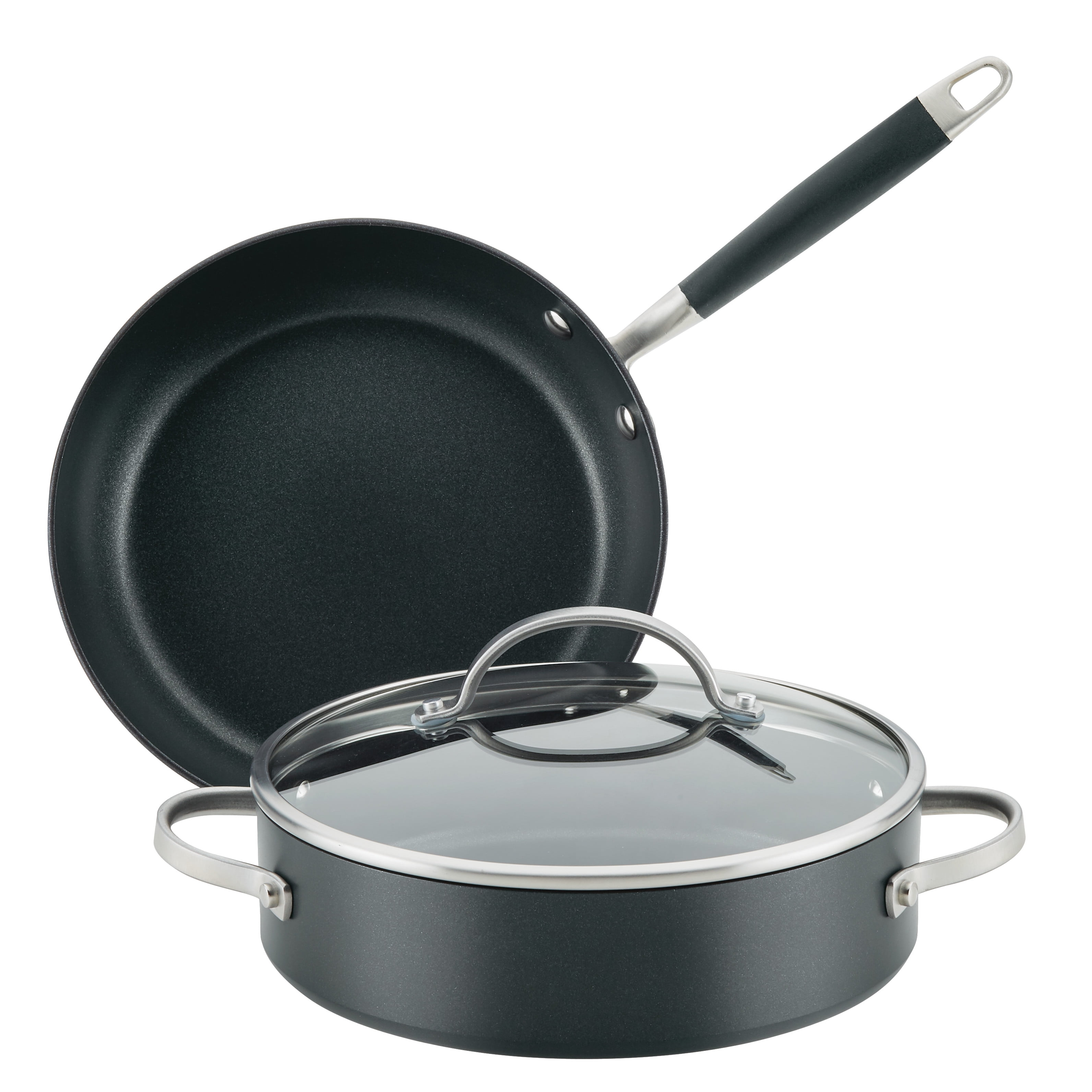 Anolon Advanced Home Hard-Anodized Nonstick 3-Piece Cookware Set, Onyx ...