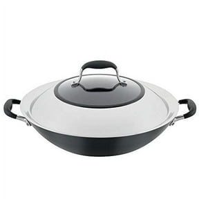 Cook N Home Tri-Ply Stainless Steel Wok, 12 inch Induction Wok with Lid ...