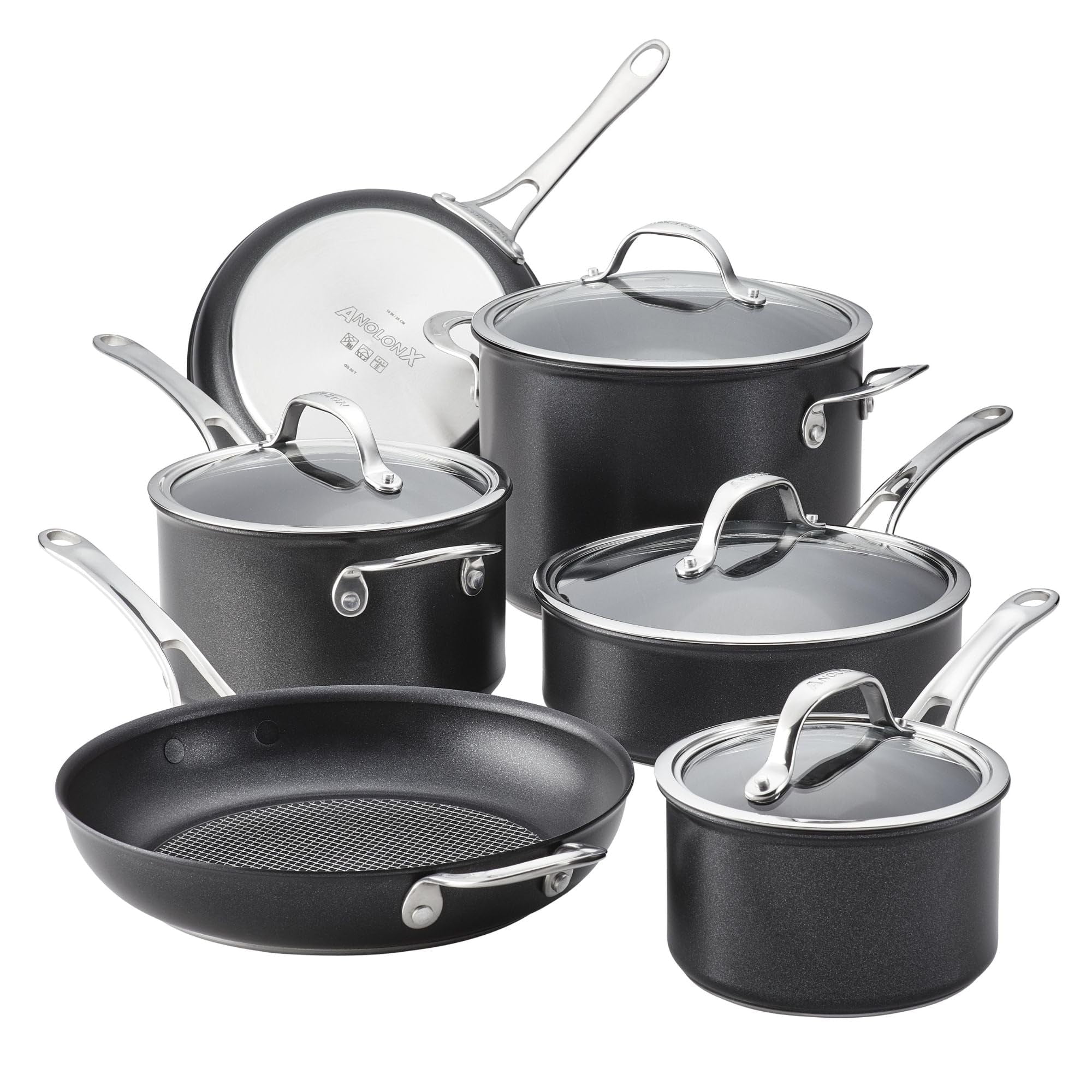 Anolon X Hybrid Nonstick Cookware Induction / Pots and Pans Set, 10 ...