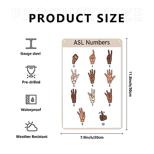 Anomadassi Asl Chart Poster 8 X 12 Inches Asl Numbers Chart Aluminum ...