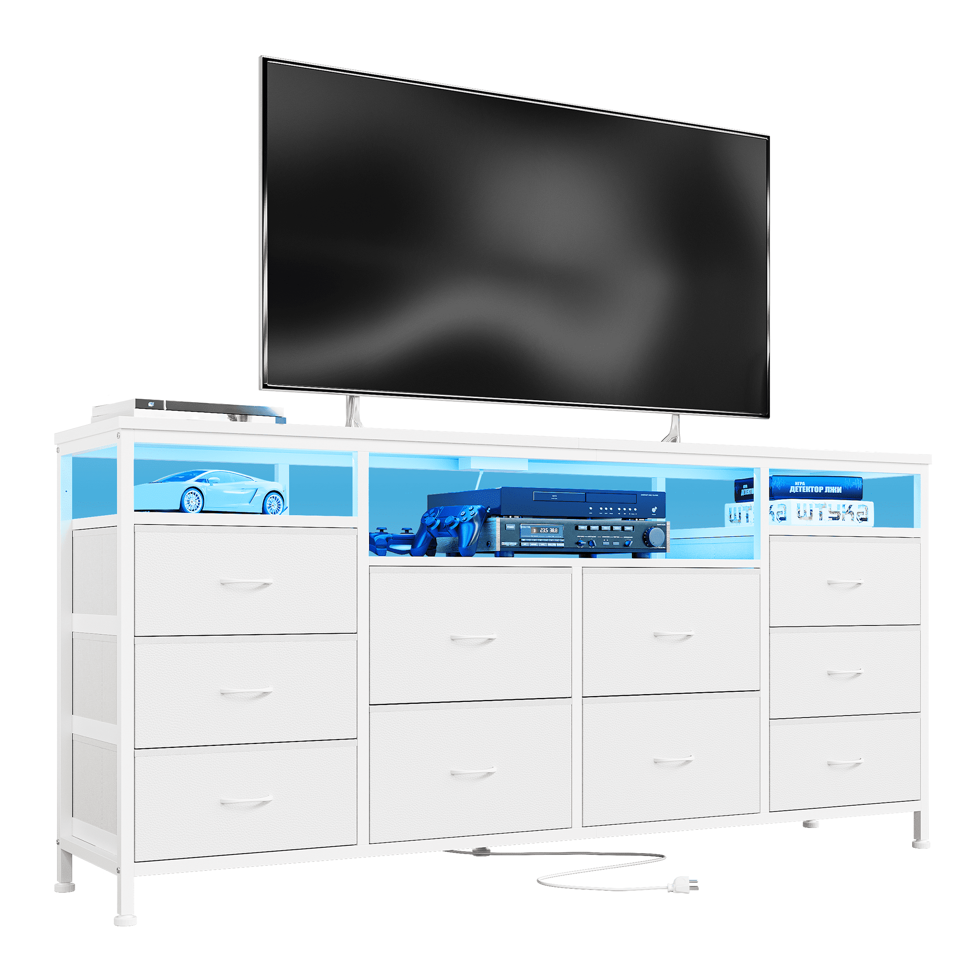 Anoncndin 10 Drawer Dresser TV Stand for 65 70 75 Inch TV, 63" W Long ...