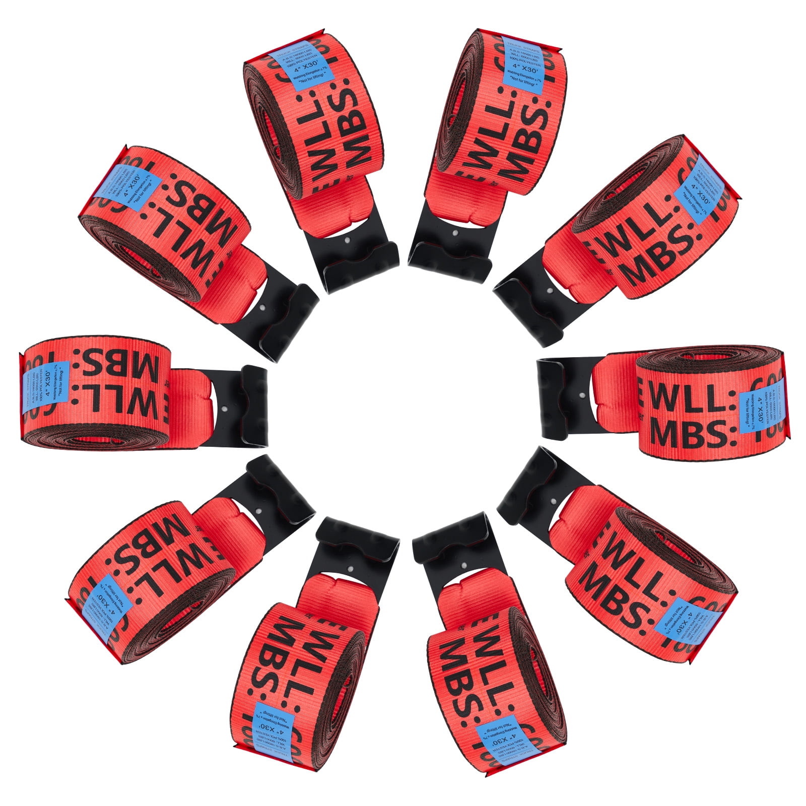 Anoncndin Heavy Duty 4" x 30' Winch Straps with Flat Hooks,6,000 lbs ...