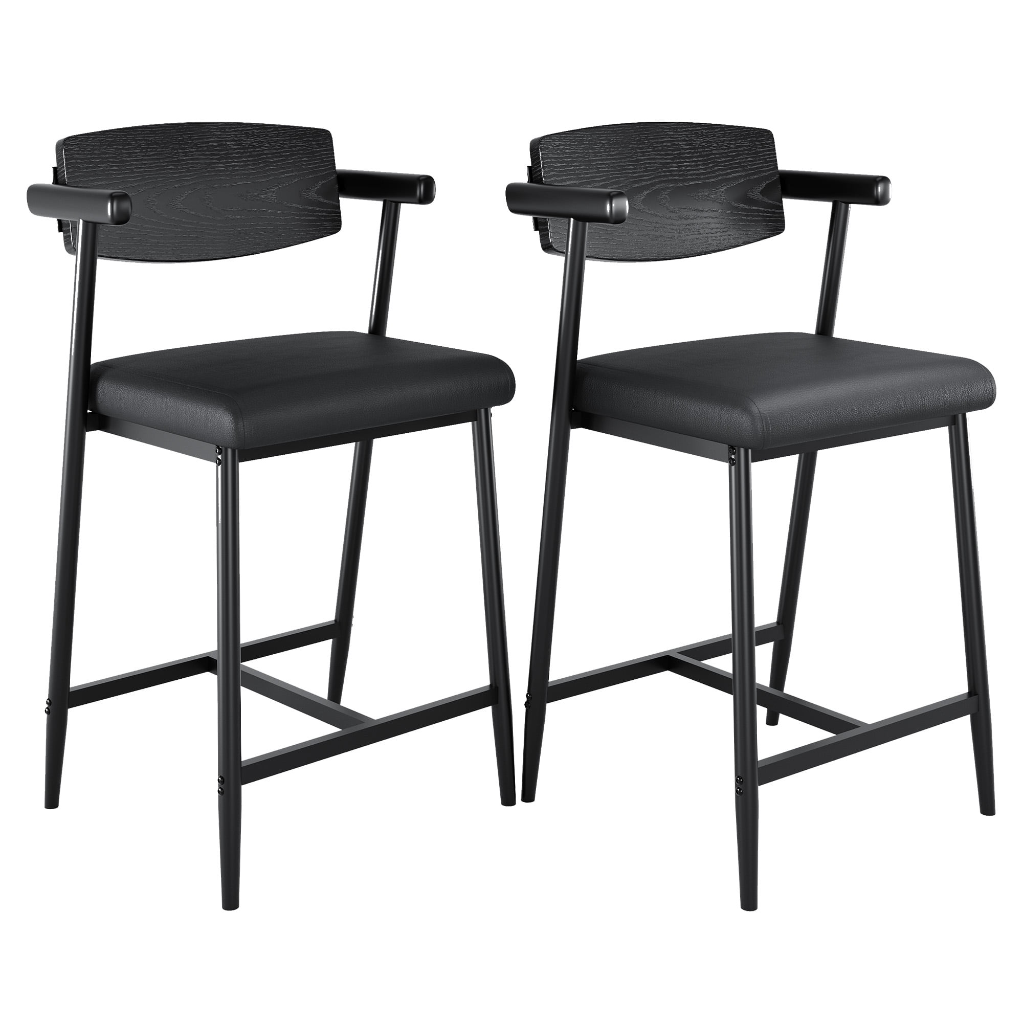 Anoncndin Modern Counter Height Bar Stools with Arms & Back, Wide ...