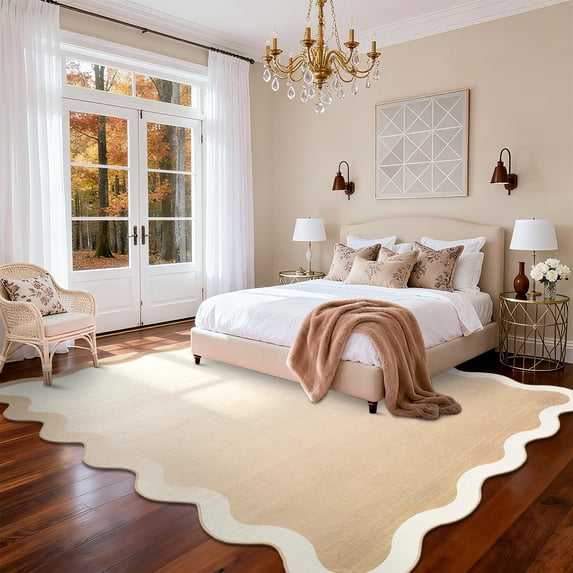 Anoncndin Modern Scalloped Ombre Area Rug,Washable Ultra-Thin Soft Low ...