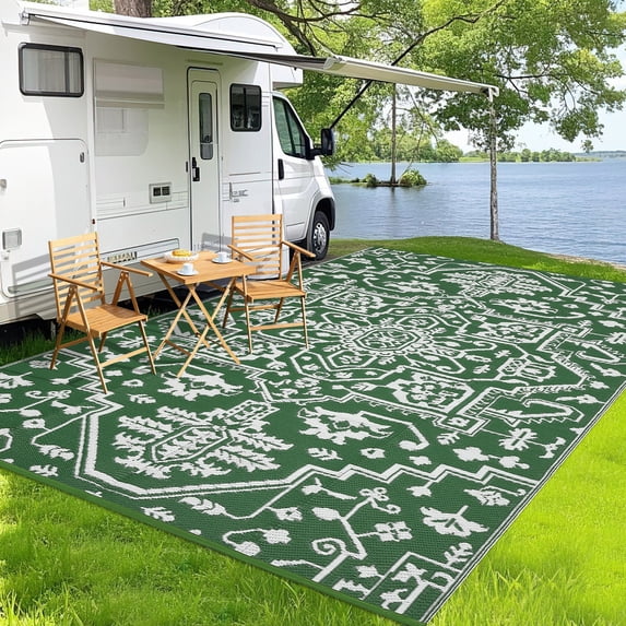 Anoncndin Reversible Outdoor Rug,Waterproof Plastic Patio Rug with ...
