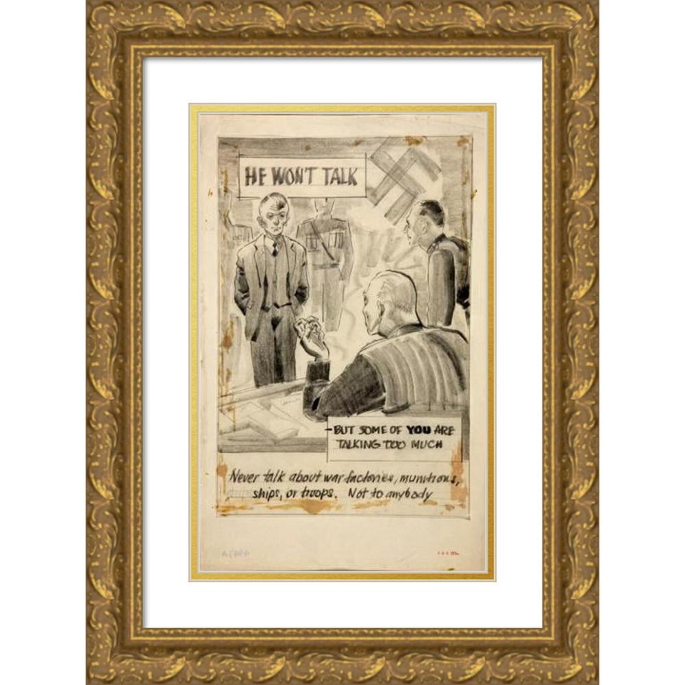 Anonymous 11x14 Gold Ornate Wood Frame and Double Matted Museum Art ...