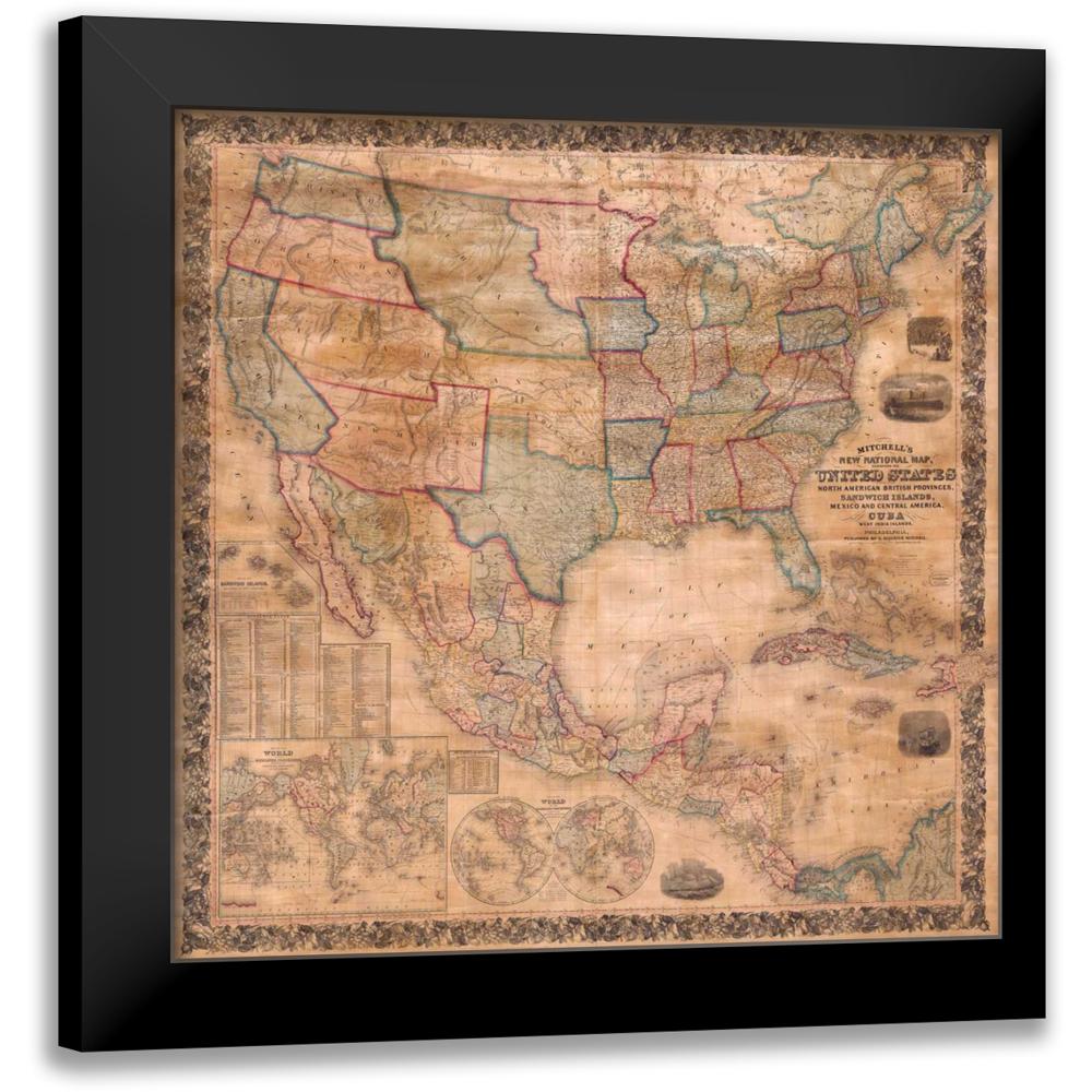 Anonymous 12x12 Black Modern Framed Museum Art Print Titled - Map of ...