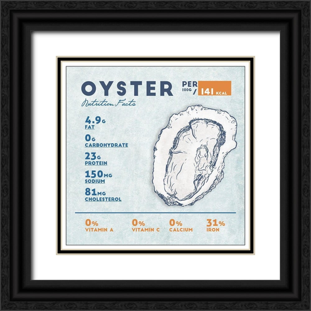 Anonymous 12x12 Black Ornate Wood Framed with Double Matting Museum Art Print Titled - Oyster ...