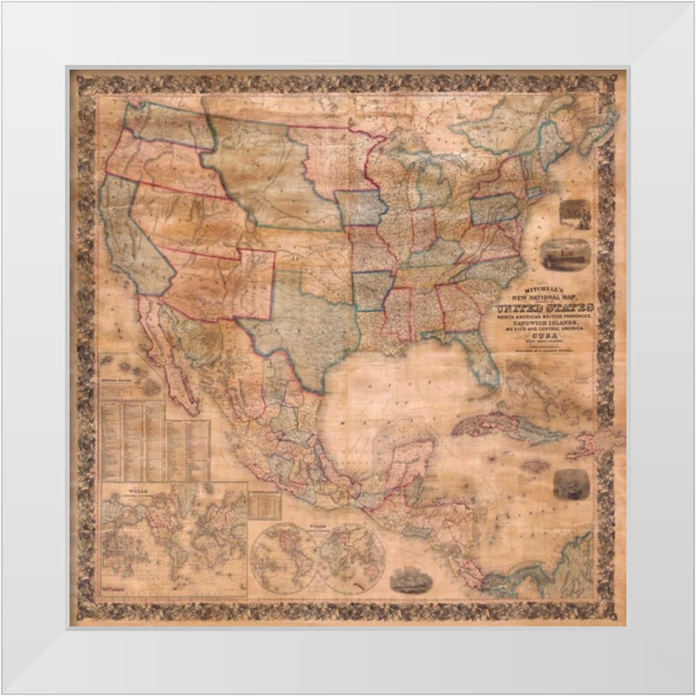 Anonymous 12x12 White Modern Wood Framed Museum Art Print Titled - Map ...