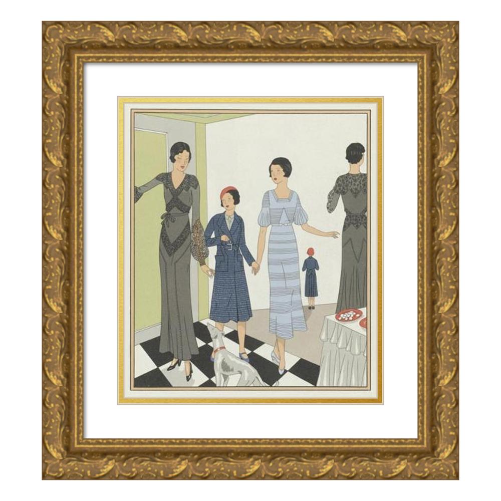 Anonymous 12x14 Gold Ornate Wood Frame and Double Matted Museum Art ...