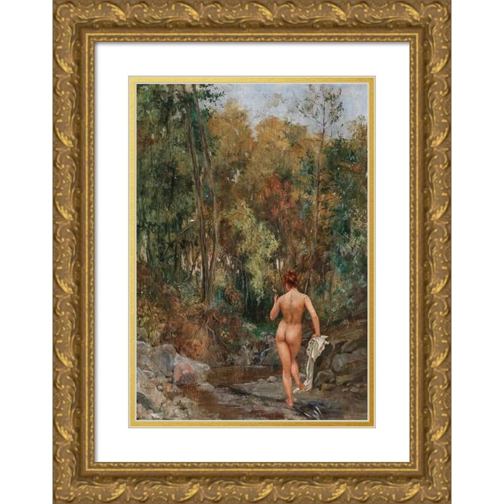 Anonymous 13x18 Gold Ornate Wood Frame and Double Matted Museum Art ...