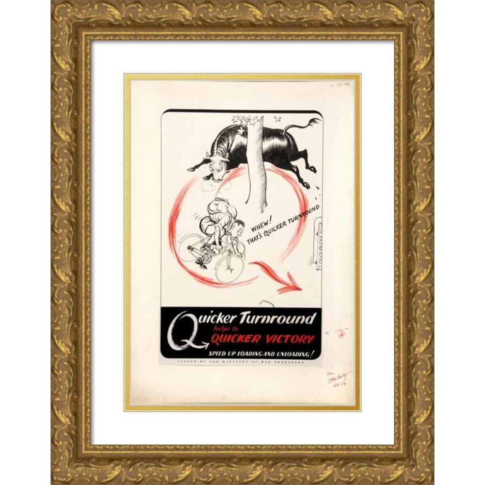 Anonymous 14x18 Gold Ornate Wood Frame and Double Matted Museum Art ...