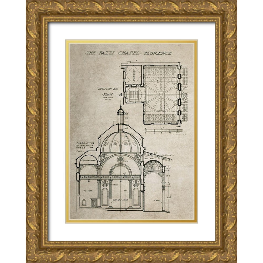 Anonymous 14x18 Gold Ornate Wood Framed with Double Matting Museum Art ...