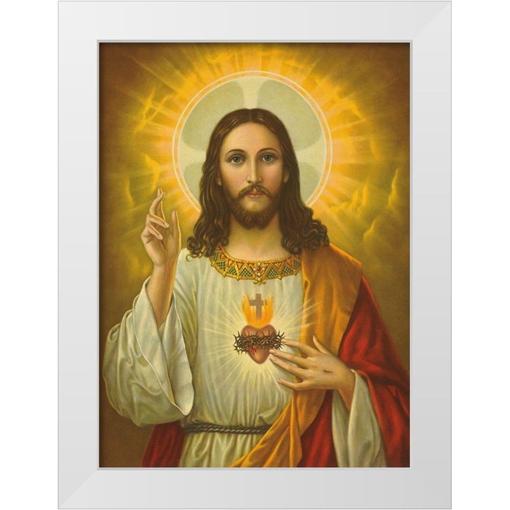 Anonymous 14x18 White Modern Wood Framed Museum Art Print Titled - HL. HERZ JESU - Walmart.com