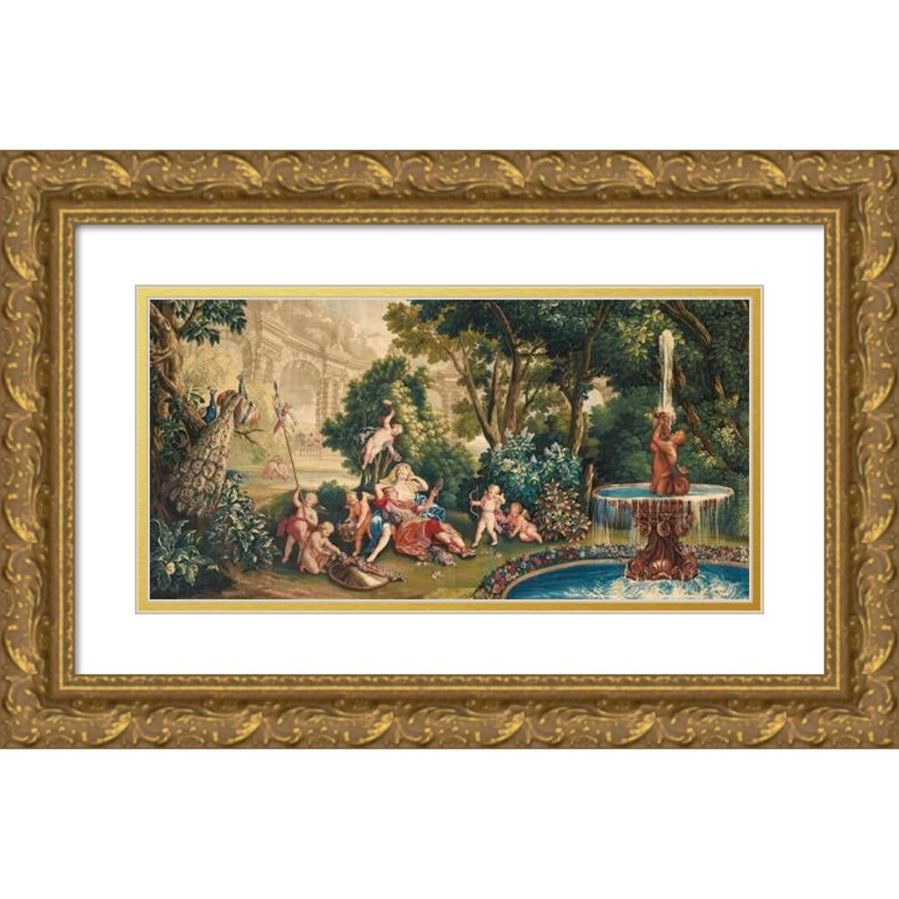 Anonymous 18x11 Gold Ornate Wood Frame and Double Matted Museum Art ...