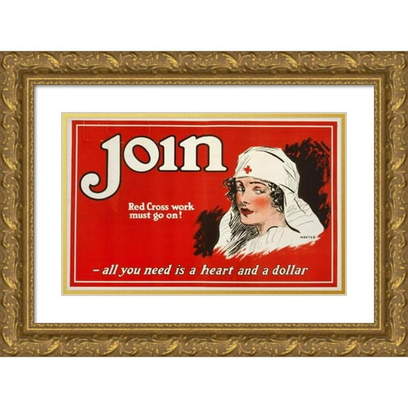 Anonymous 18x13 Gold Ornate Wood Frame and Double Matted Museum Art ...