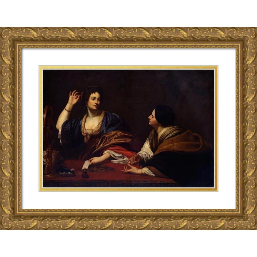 Anonymous 18x14 Gold Ornate Wood Frame and Double Matted Museum Art ...