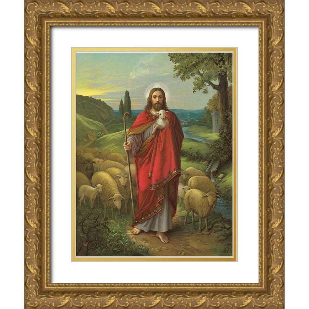 Anonymous 19x24 Gold Ornate Wood Framed with Double Matting Museum Art ...