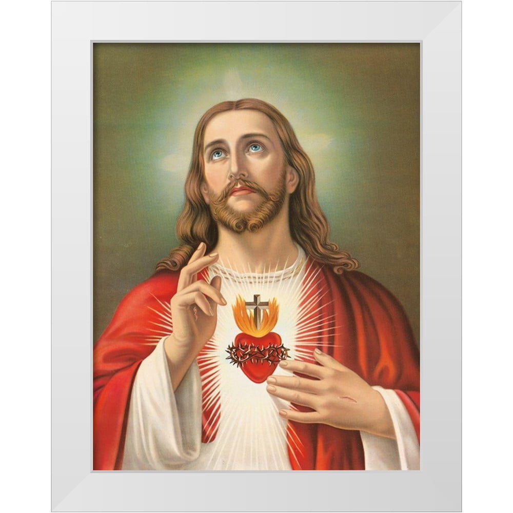 Anonymous 19x24 White Modern Wood Framed Museum Art Print Titled - HL. HERZ JESU - Walmart.com