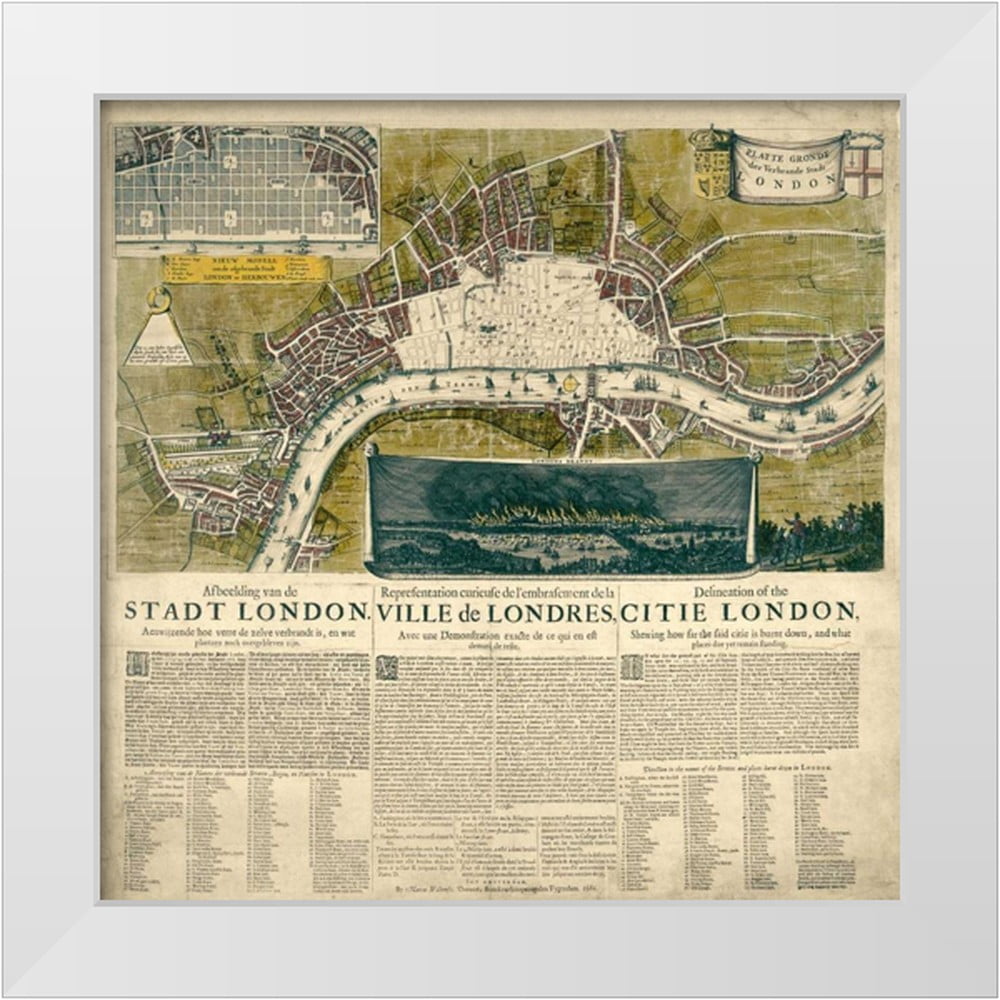 Anonymous 20x20 White Modern Wood Framed Museum Art Print Titled - Map ...