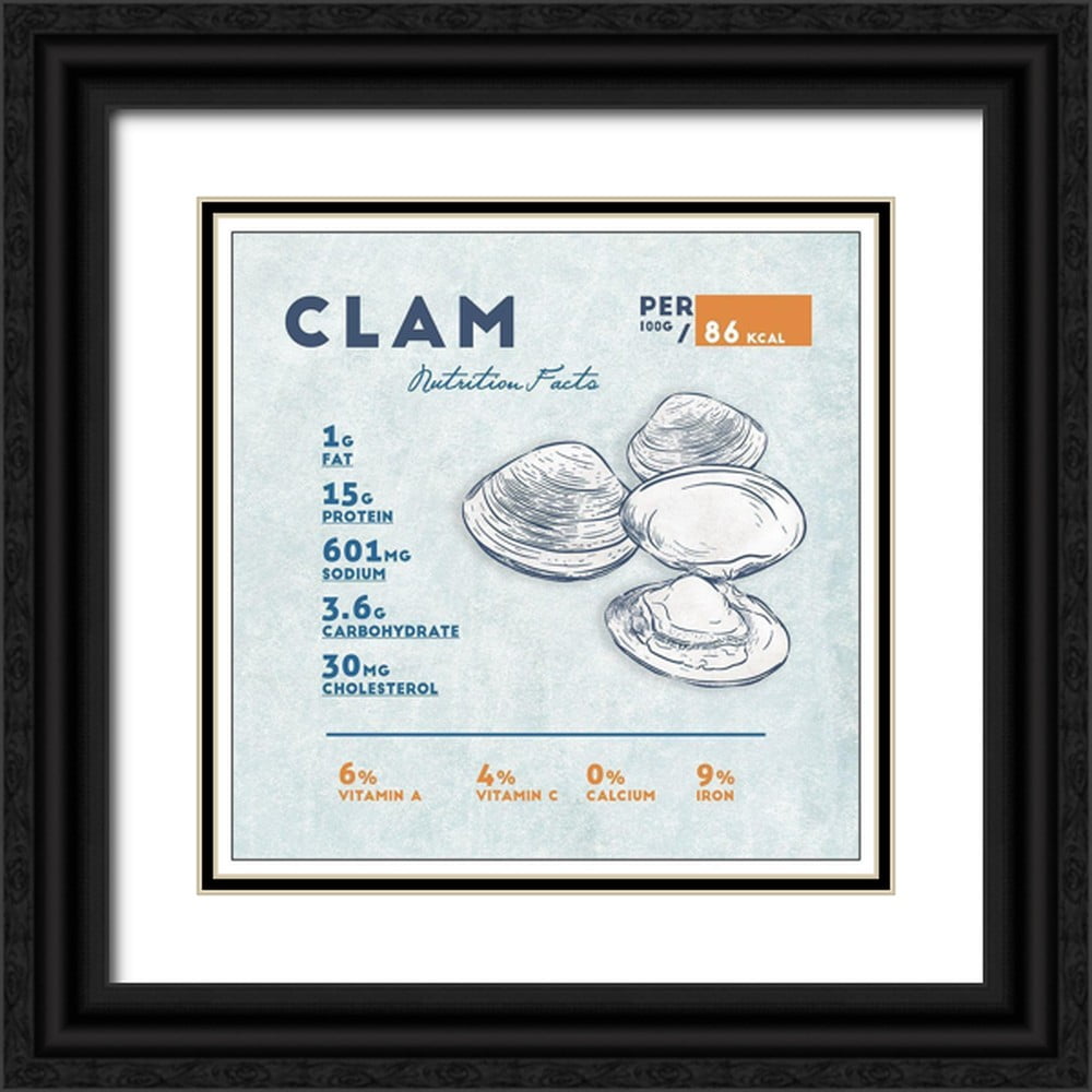 Anonymous 26x26 Black Ornate Wood Framed with Double Matting Museum Art Print Titled - Clam ...