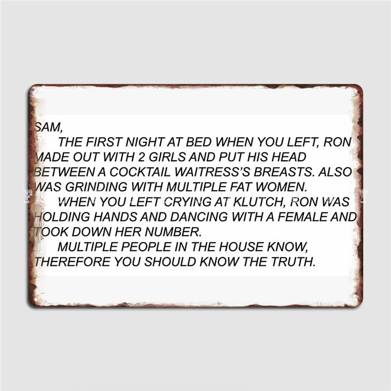 Anonymous Letter To Sammi Metal Sign Pub Create Kitchen Plaques ...