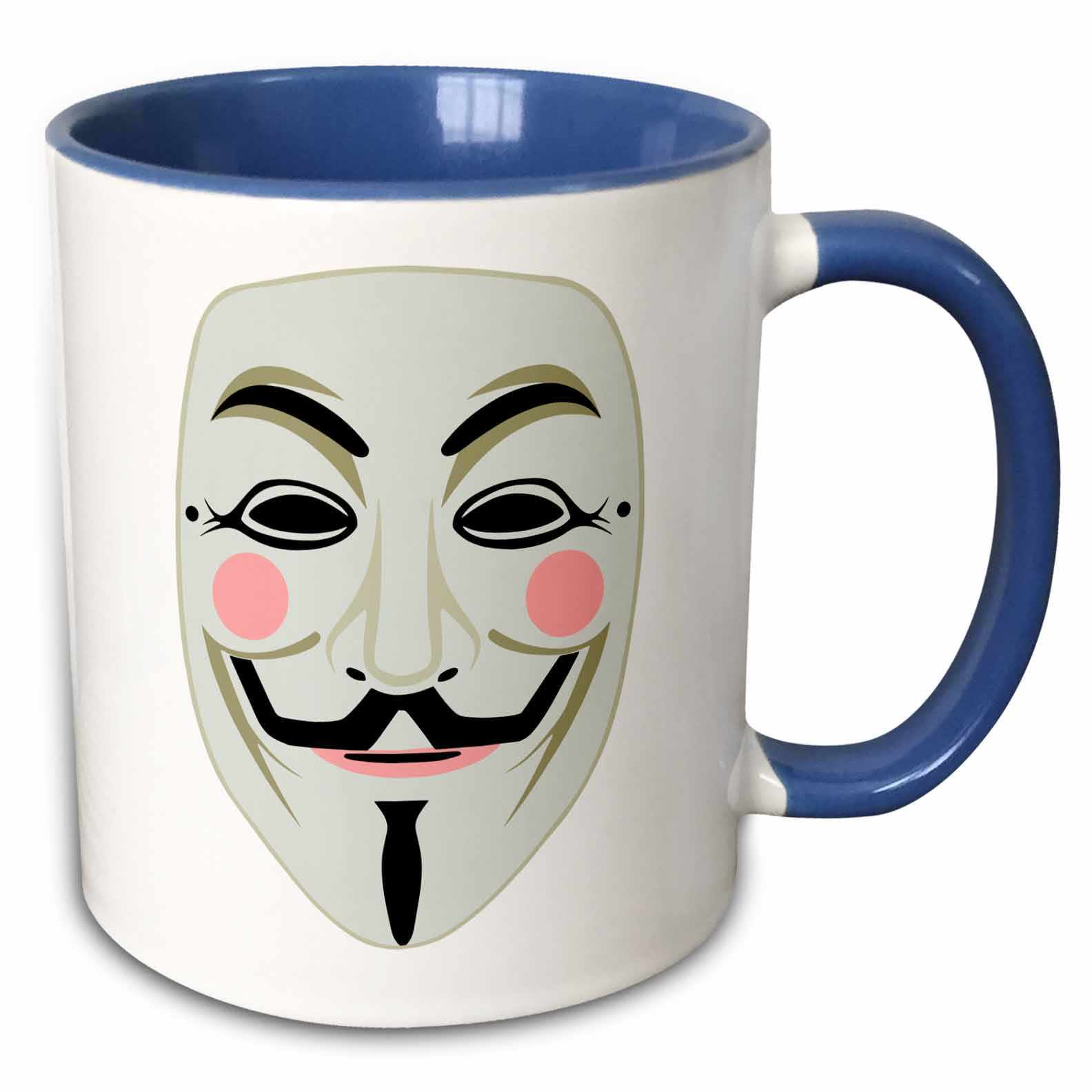 Anonymous Mask PC Hacker Data Symbol Trendy Modern 15oz Two-Tone Blue ...