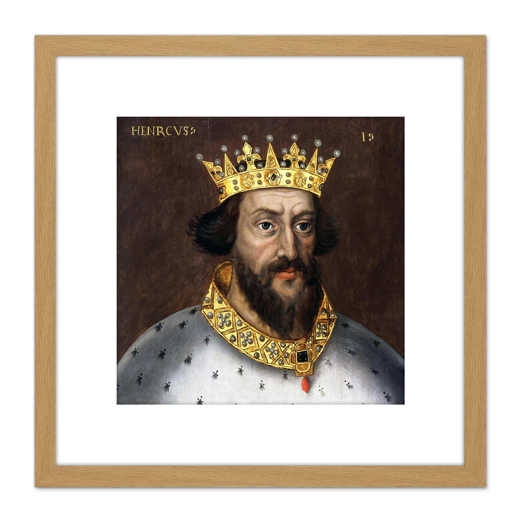 Anonymous Portrait King Henry I England Painting 8X8 Inch Square Wooden ...