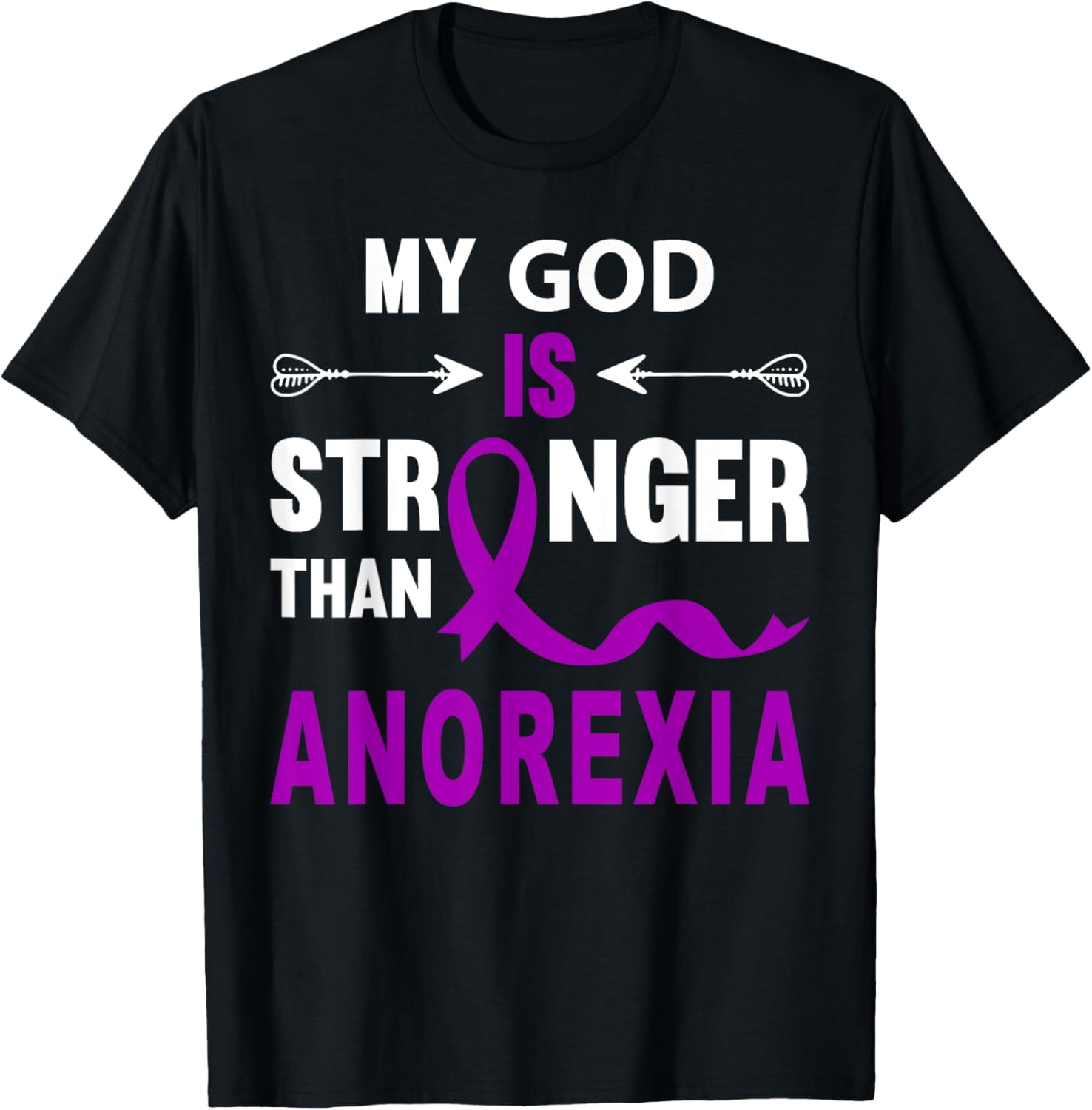 Anorexia Awareness Faith Purple Ribbon Support T-Shirt - Walmart.com