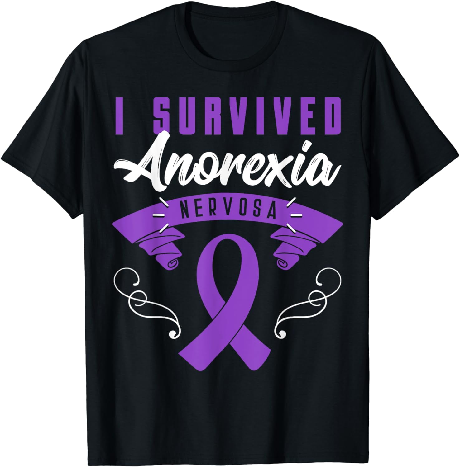 Anorexia Nervosa Awareness Purple Ribbon Eating Disorder T-Shirt ...