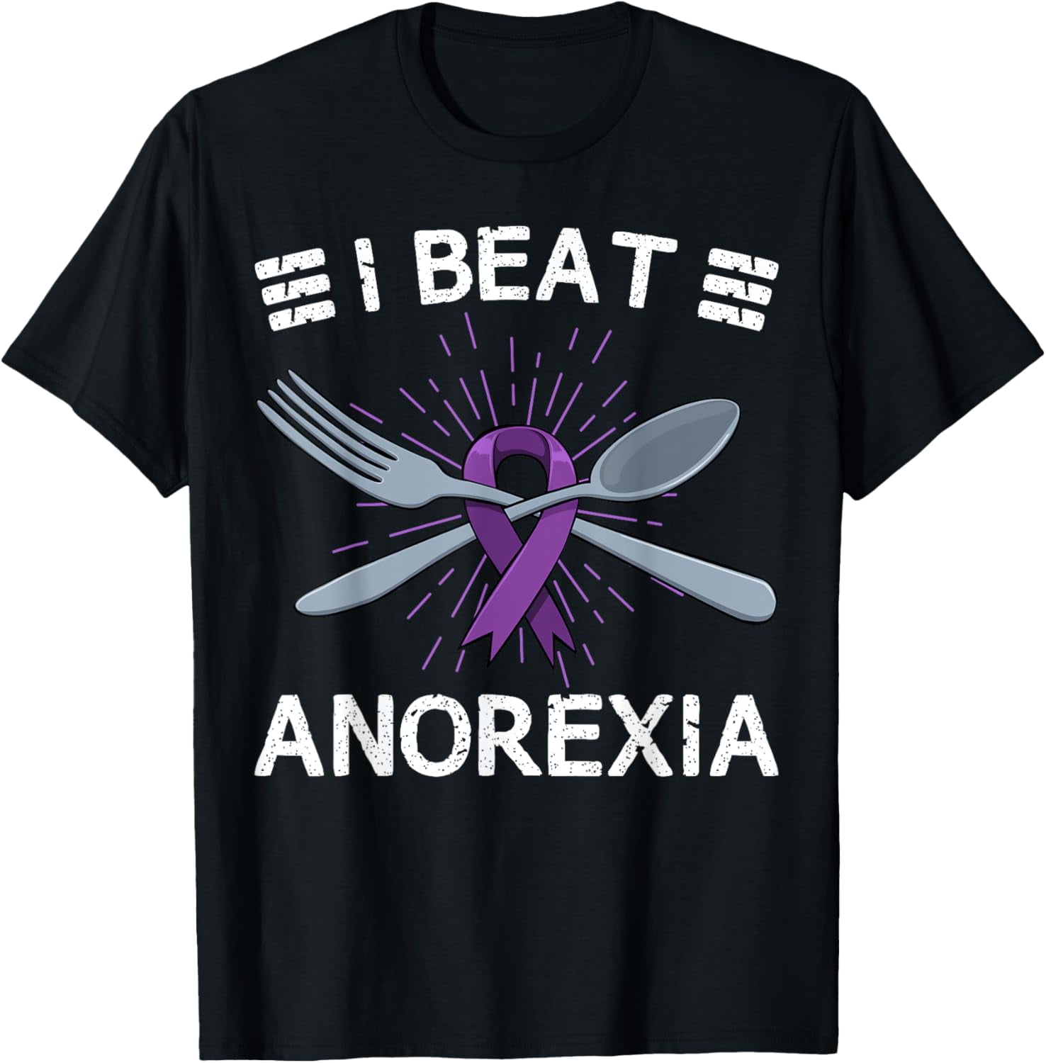 Anorexia Survivor Awareness Eating Disorder Ribbon Purple T-Shirt ...