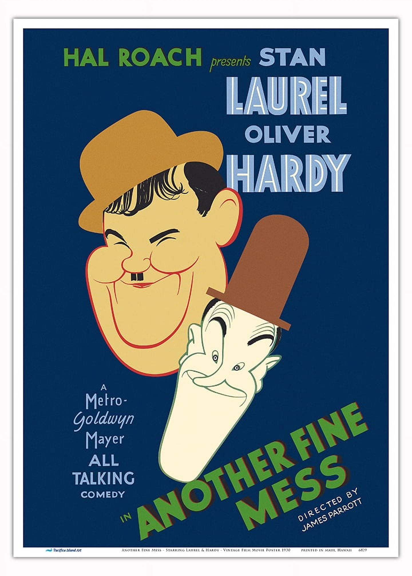 Another Fine Mess - Starring Laurel & Hardy - Vintage Film Movie Poster by Albert Hirschfeld c ...