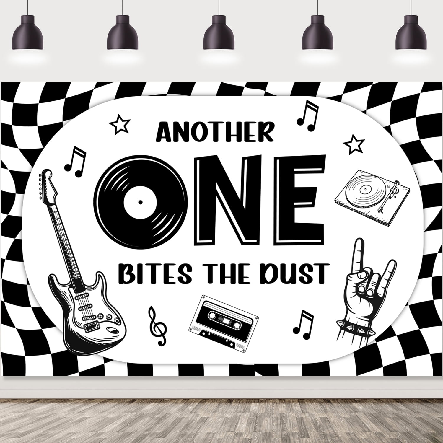 Another One Bites the Dust 1st Birthday Decorations,Black and White ...