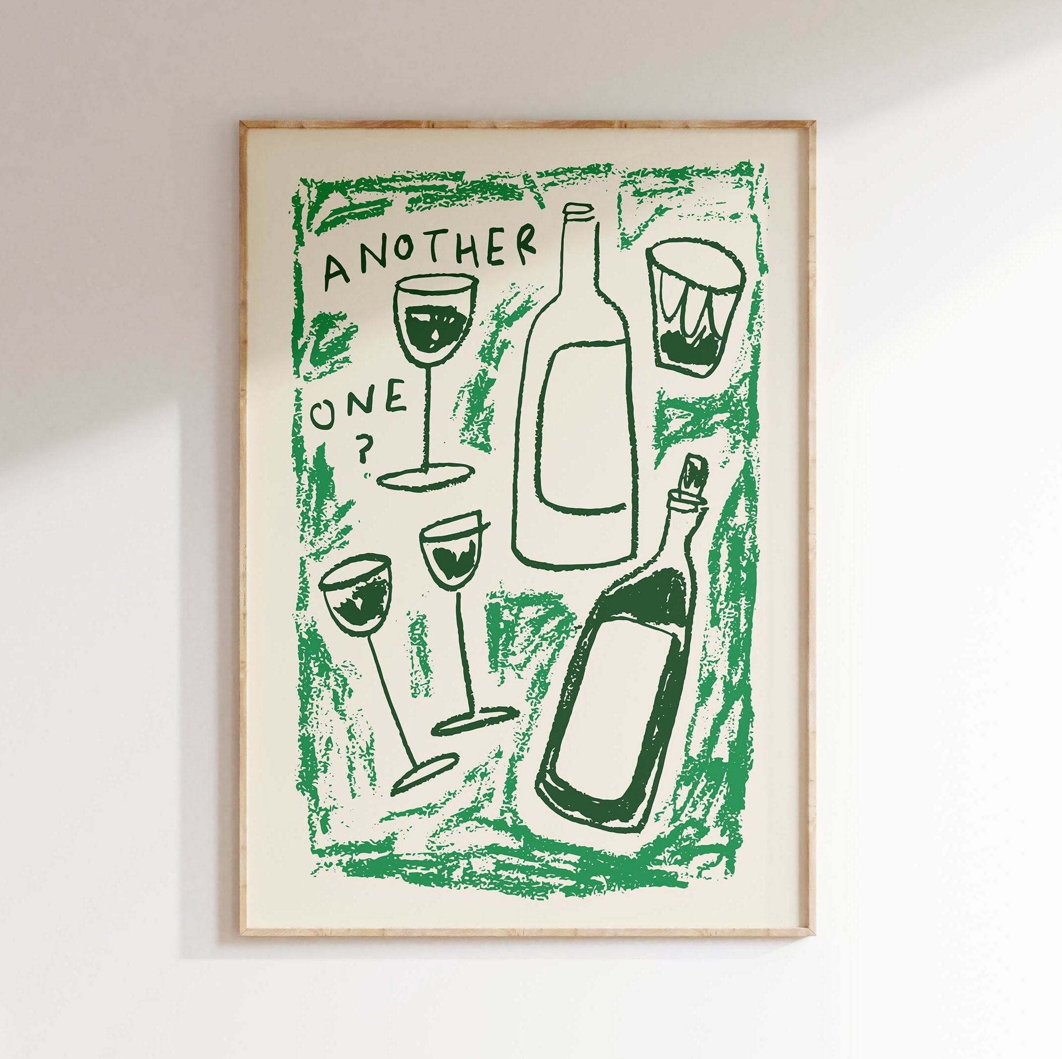 Another Wine Wall Print Illustrated Art Poster Food And Drink Print ...
