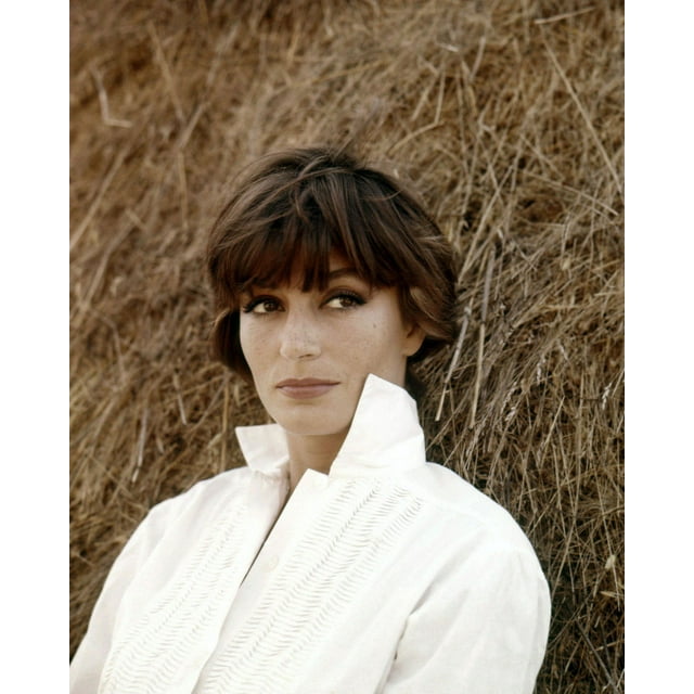 Anouk Aimee 1960's Glamorous In White Blouse Posing Against Haystack ...