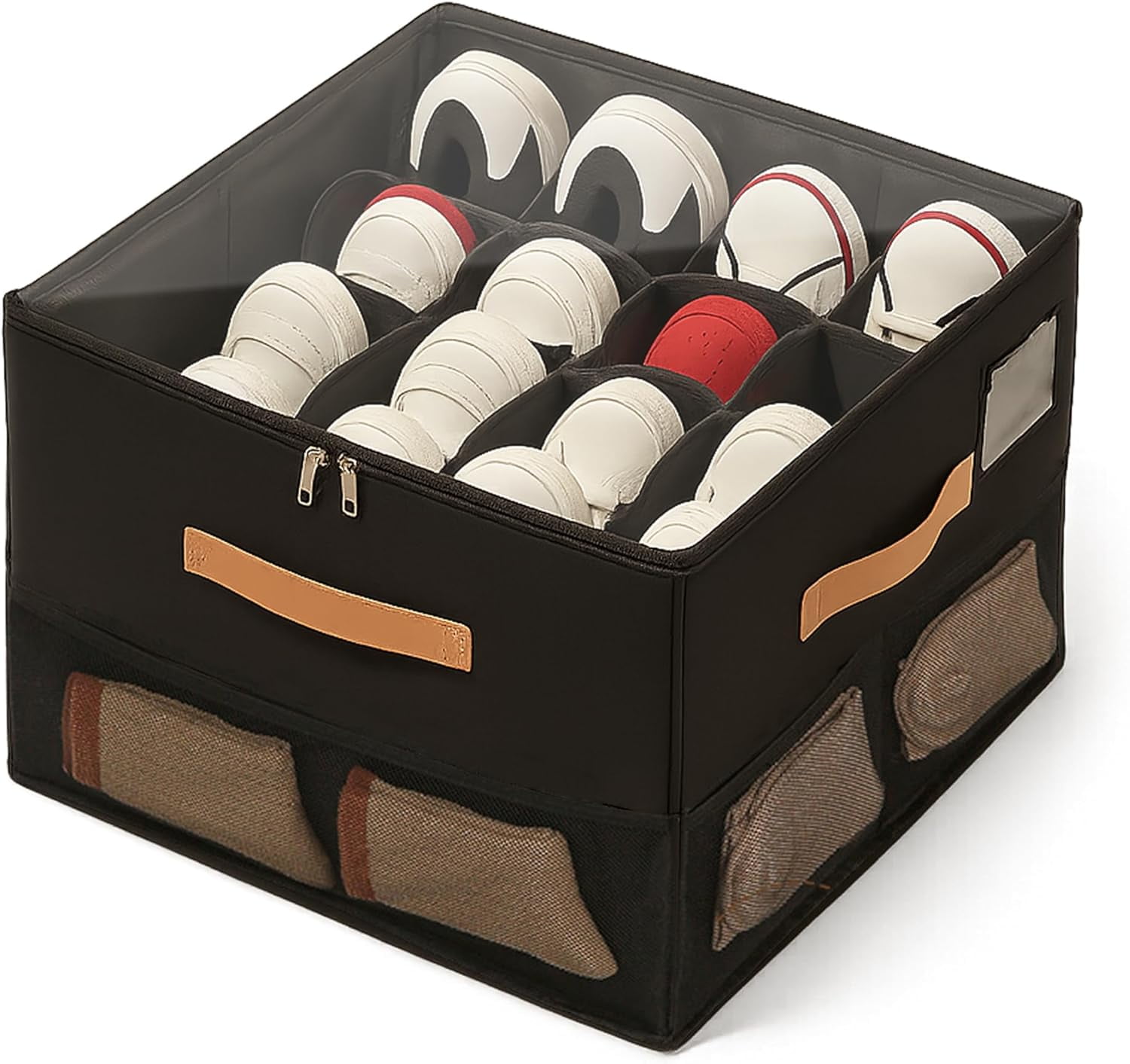 Anowadays Fabric Shoe Organizer Storage Box, Clear Foldable Shoe ...