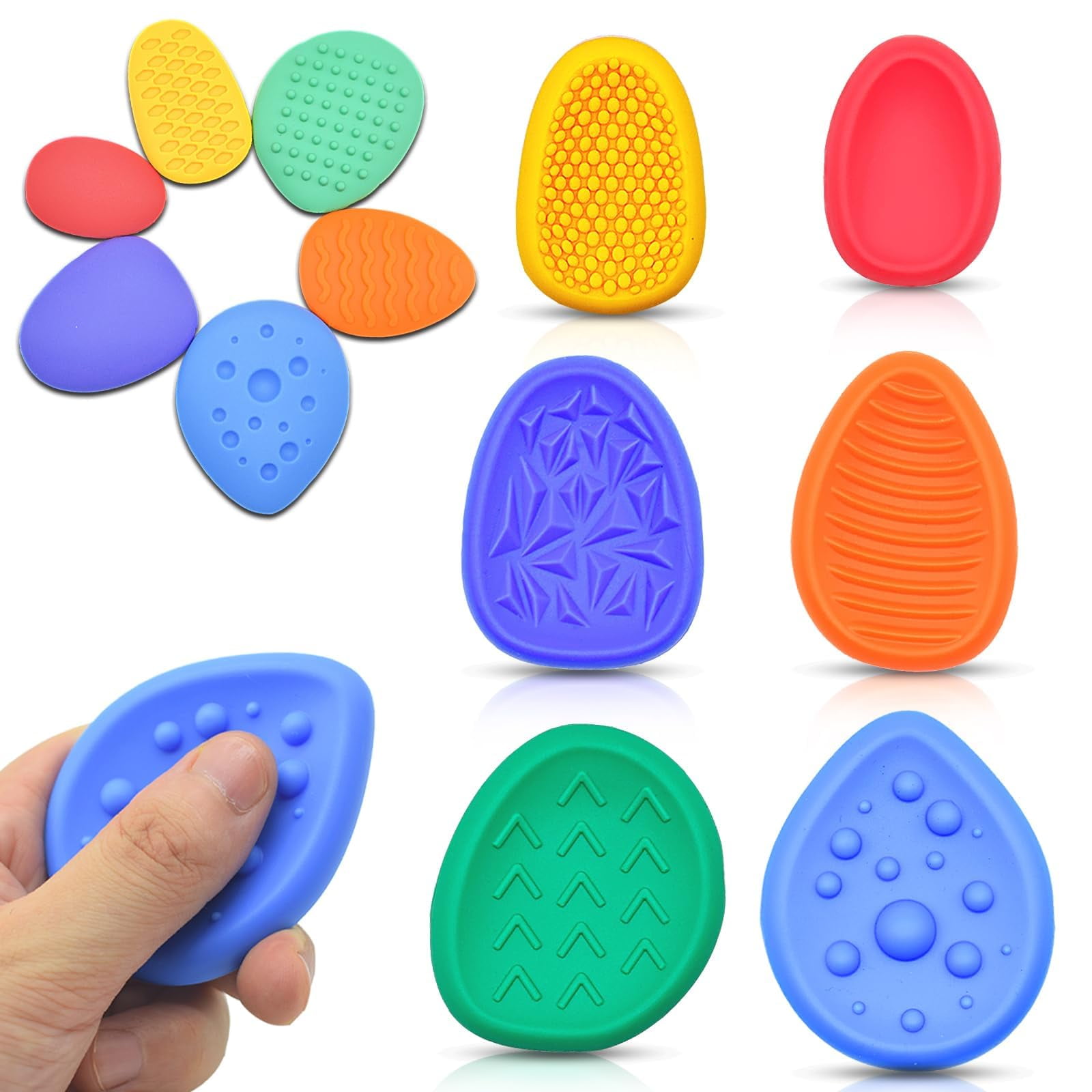 Anpole Fidget Toys Silicone Sensory Stone Toys for Adults, 6 PC ...