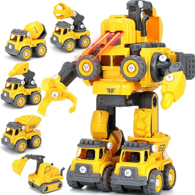Anpro 5 in 1 Robot Construction Vehicles Set Toy for Toddler ...